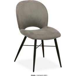 Esszimmerstuhl OMG DESIGN "Pearl", grau, schwarz, grau, B:50cm H:86cm T:62cm, Polyester, St&uuml;hle, Esszimmerstuhl, Esszimmerstuhl, pflegeleichter Bezug