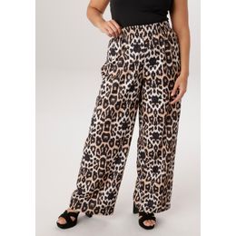 Schlupfhose ANISTON PLUS, Damen, Gr. 52, N-Gr, leoprint, Cr&ecirc;pe, Obermaterial: 95% Polyester, 5% Elasthan, bedruckt, gemustert, figurumspielend kn&ouml;chellang, Hosen Schlupfhose, in trendigem Leoprint