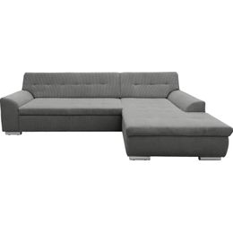 Ecksofa DOMO collection "TREVISO viele Bez&uuml;ge, auch in Cord, L-Form, 267x80x83 cm", grau, B:267cm H:83cm T:178cm, 100% Polyester, Sofas, Ecksofa, mit Bettfunktion, inkl. Zierkissen, Unser Dauertiefpreis