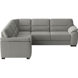 Sit & More Ecksofa SIT & MORE "Montego", stone, B:255cm H:88cm T:225cm, 100% Polyester, Sofas, Ecksofa, wahlweise mit Bettfunktion und Schubkasten