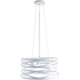 Paco Home Pendelleuchte "SHANNON", wei&szlig;, 3, &Oslash; 40cm H: 173cm, Leuchten, H&auml;ngelampe Esszimmer Esstischlampe Metall Korb &Oslash; 40cm 3 Flammig, Pendelleuchte