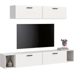 Wohnwand Home Affaire "ENESTE, 6-teilig, in verschiedenen Farben, individuell kombinierbar", wei&szlig;, B:202cm H:34cm T:184cm, Spanplatte, Kastenm&ouml;bel-Sets, Wohnwand, Stauraumelement, Kombination, Wohnkombination, Schrankwand, Lowboard