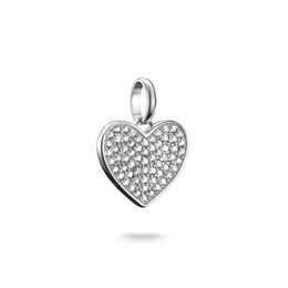 Charm Herz Thomas Sabo "Charm Herz Pav&eacute; - Connect", silber (silberfarben, kristallwei&szlig;, kristallwei&szlig;), Charms, Damen, Silber 925 (recycelt), mit Zirkonia (synth.)