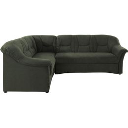 Ecksofa DOMO collection "SARAFINA 240x190 cm, auch mit Federkern f&uuml;r mehr Sitzkomfort", gr&uuml;n, B:240cm H:83cm T:190cm, Microfaser PRIMABELLE (100% Polyester) / Struktur (90% Polyester; 10% Polyacryl);Luxus-Microfaser (92% Polyester, 8% Nylon);Microfaser PRIMABELLE (100% Polyester), Sofas, Ecksofa, whlw. mit Bettfunktion, elegantes Design, L-Form