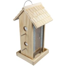 Vogelhaus Windhager "Country, Futterspender aus Kiefernholz, mit Schindeldach", holzfarben, B:38cm H:175cm T:19cm, Massivholz, Tierh&auml;user, Futterstation inkl. Aufh&auml;ngung, F&uuml;llmenge ca. 3 L, 17,5x19x38 cm