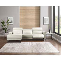 Ecksofa OTTO HOME "LUND, L-Form, 261cm, man. o. elektr. Relaxfunktion (mit USB-A)", beige (creme), B:261cm H:97cm T:179cm, Kunstleder 100% Polyurethan, Sofas, Ecksofa, und Kopfteilverstellung