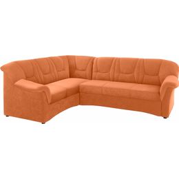 Ecksofa DOMO collection "SARAFINA 240x190 cm, auch mit Federkern f&uuml;r mehr Sitzkomfort", orange (terrakotta), B:240cm H:83cm T:190cm, Microfaser PRIMABELLE (100% Polyester) / Struktur (90% Polyester; 10% Polyacryl);Luxus-Microfaser (92% Polyester, 8% Nylon);Microfaser PRIMABELLE (100% Polyester), Sofas, Ecksofa, whlw. mit Bettfunktion, elegantes Design, L-Form