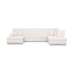 Wohnlandschaft DOMO collection "TREVISO inkl. Zierkissen, moderne Steppung, XXL: 364x201x83 cm", beige (creme), B:364cm H:83cm T:201cm, 95% Polyester, 5% Polyamid, Sofas, Wohnlandschaft, wahlweise mit Bettfunktion, in vielen Bezugsarten auch in Cord U-Form