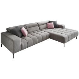 Ecksofa DIE PLANBAR "MP-IN18022 L-Form", grau (granit), B:321cm H:74cm T:190cm, 100% Polyester, Sofas, Ecksofa, mit Kopfteilverstellung & Zierkissen, optional Sitztiefenverstellung