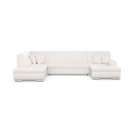 Wohnlandschaft DOMO collection "TREVISO inkl. Zierkissen, moderne Steppung, XXL: 364x201x83 cm", beige (creme), B:364cm H:83cm T:201cm, 95% Polyester, 5% Polyamid, Sofas, Wohnlandschaft, wahlweise mit Bettfunktion, in vielen Bezugsarten auch in Cord U-Form