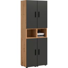 Wohnwand Home Affaire "ENESTE, 6-teilig, in verschiedenen Farben, individuell kombinierbar", artisan eiche nachbildung, basalt grau, B:65cm H:34cm T:178cm, Spanplatte, Kastenm&ouml;bel-Sets, Wohnwand, Stauraumelement, Kombination, Wohnkombination, Schrankwand, Lowboard