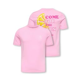 Kurzarmshirt KIDS Only "KOGBOLETTE LIFE S/S TOP JRS", M&auml;dchen, Gr. 122/128, sweet lila print:sun, Jersey, Obermaterial: 100% Baumwolle, bedruckt, loose fit normal, Rundhals, Shirts, in sommerlichen Motiven