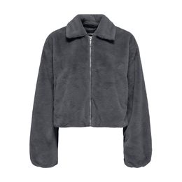 Pl&uuml;schjacke Only "ONLDANA LIFE FAUX FUR JACKET CC OTW", Damen, Gr. L, grau (schwarzened pearl), Web, Obermaterial: 100% Polyester, unifarben, regular fit, Jacken