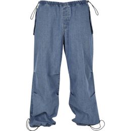 Stoffhose Urban Classics "Urban Classics Herren Parachute Jeans Pants", Herren, Gr. L, US-Gr&ouml;&szlig;en, light blau washed, 100% Baumwolle, unifarben, oversize, Hosen Stoffhose