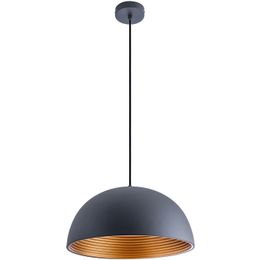 Paco Home Pendelleuchte "SAWYER", schwarz (anthrazit, gold), 1, &Oslash; 40,5cm H: 175cm, Leuchten, H&auml;ngelampe Esszimmer K&uuml;chenlampe H&auml;ngend 1,5m Textilkabel &Oslash; 40,5cm, Pendelleuchte