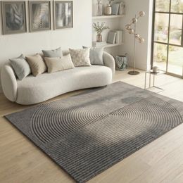 Teppich Sehrazat "Rio 1700, auch als L&auml;ufer", dunkelgrau, B:120cm H:7mm L:170cm, Polyester, Teppiche, Teppich, Kurzflor, grafisches Hoch Tief Muster, Wohnzimmer