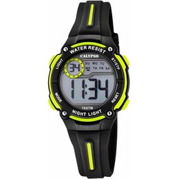 Chronograph Calypso Watches "Digital Crush", schwarz (schwarz, neongelb), Armbanduhren, Kinder, Chronograph, Armbanduhr, Quarzuhr, Kinderuhr, Datum, digital, Stoppfunktion