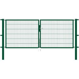 Zaundoppelt&uuml;r Alberts "Flexo", gr&uuml;n, B:300cm H:120cm, Stahl, Tore, 300 cm Breite (150cm + 150cm), in versch. H&ouml;hen