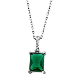 Kette mit Anh&auml;nger Firetti "Schmuck Geschenk Silber 925 Halsschmuck Halskette Ankerkette Stein", gr&uuml;n (silberfarben, dunkelgr&uuml;n, kristallwei&szlig;), Halsketten, Damen, Silber 925 (Sterlingsilber), L: 45 B: 1,2mm, mit Glasstein, Zirkonia (synth.), B:1,2mm