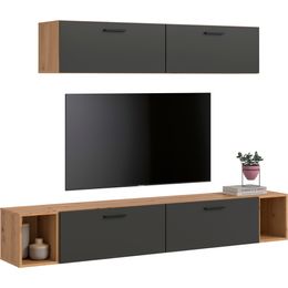 Wohnwand Home Affaire "ENESTE, 6-teilig, in verschiedenen Farben, individuell kombinierbar", artisan eiche nachbildung, basalt grau, B:202cm H:34cm T:184cm, Spanplatte, Kastenm&ouml;bel-Sets, Wohnwand, Stauraumelement, Kombination, Wohnkombination, Schrankwand, Lowboard