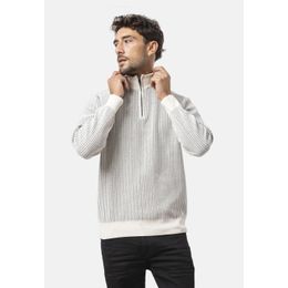 Cipo & Baxx Strickpullover CIPO & BAXX "CP286", Herren, Gr. S, ecru, 50% Baumwolle, 50% Polyester, meliert, regular fit, ohne Ausschnitt, Rippstrickb&uuml;ndchen, Pullover Strickpullover, vertikales Rippstrickmuster