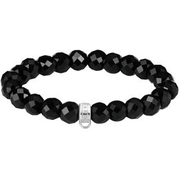 Armband Thomas Sabo "Charm-Armband Obsidian" Gr. 19, silber (silberfarben, schwarz, schwarz), Armb&auml;nder, Damen, 19, Silber 925 (recycelt), Armband, mit Obsidian