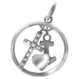 Kettenanh&auml;nger Vivance "925 Silber Kreuz Zirkonia", wei&szlig; (wei&szlig;, wei&szlig;), Schmuckanh&auml;nger, Damen, one-size, Silber 925 (Sterlingsilber), 3,4 g, Kettenanh&auml;nger