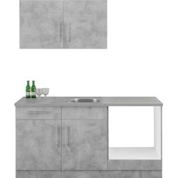 Wiho-K&uuml;chen Pantryk&uuml;che WIHO K&Uuml;CHEN "Cali", grau (k&uuml;che: grau, front: betonfarben, korpus: betonfarben, arbeitsplatte: canvas grau), B:160cm T:60cm, Komplettk&uuml;chen-Sets, K&uuml;chenzeile, wahlweise mit E-Ger&auml;ten, Breite 160 cm
