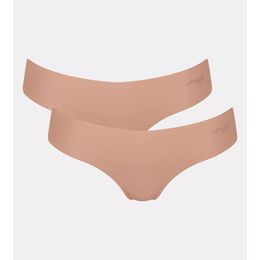 String Sloggi "ZERO Microfibre 2.0", Damen, Gr. M, braun, Single Jersey, Obermaterial: 76% Polyamid, 24% Elasthan, Unterhosen String, nahtlos, gewellte Abschl&uuml;sse, ultraleicht, Hipster-Stil