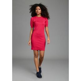Strickkleid Laura Scott "aus leichtem Sommerstrick", Damen, Gr. 46, N-Gr, beere, melage, Strick, Obermaterial: 70% Viskose, 30% Polyamid, unifarben, figurumspielend mini, Rundhals, Kleider Strickkleid, mit femininen Volumen&auml;rmeln, Kurzarm
