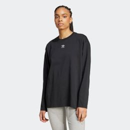 Langarmshirt adidas originals "ESSENTIALS LONGSLEEVE", Damen, Gr. L, schwarz, Obermaterial: 100% Baumwolle, Rundhals, Shirts Langarmshirt, lockerer Schnitt, Langarm, aus Baumwolljersey