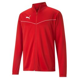 Trainingsjacke Puma "TEAMRISE TRAINING POLY JACKET", Herren, Gr. M, Puma rot, Puma wei&szlig;, Piqu&eacute;, Obermaterial: 100% Polyester, unifarben, regular fit normal, Jacken Trainingsjacke, sportlicher Stil mit kontrastfarbener Paspelierung