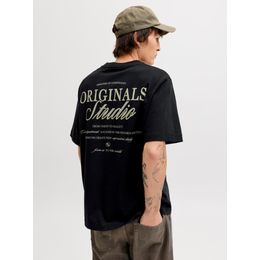 Jack & Jones Rundhalsshirt JACK & JONES "JORNORREBRO TYPO TEE SS CREW NECK NOOS", Herren, Gr. L, schwarz print:ss 26, Jersey, Obermaterial: 100% Baumwolle, bedruckt, relaxed fit normal, Rundhals, Shirts Rundhalsshirt, Baumwolle, relaxed fit