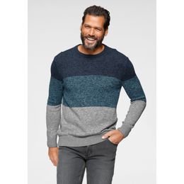 MAN'S WORLD Rundhalspullover MAN'S WORLD "Bis Gr&ouml;&szlig;e 5 XL, in vielen Farben Preis- Leistungsbestseller", Herren, Gr. L (52/54), bunt (blau, petrol, grau), Strick, Obermaterial: 50% Baumwolle, 50% Polyacryl, meliert, regular fit, Rundhals, Rippstrickb&uuml;ndchen, Pullover Rundhalspullover, mehrfarbig, bequeme Pa&szlig;form