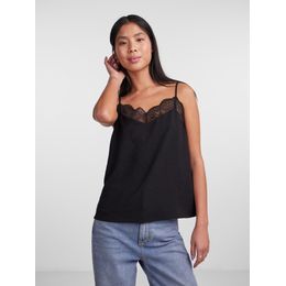 Tr&auml;gertop Pieces "PCTIFFANY STRAP LACE TOP WVN NOOS BC", Damen, Gr. M, schwarz, Web, Obermaterial: 100% Polyester, unifarben, regular fit normal, V-Ausschnitt, Tops Tr&auml;gertop, Kunstfaser, regular fit