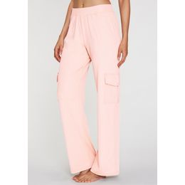 H.I.S. Cargohose H.I.S, Damen, Gr. 32/34, N-Gr, rosa, Obermaterial: 90% Polyester, 10% Elasthan, Basic, bequem lang, Hosen Cargohose, mit 6 praktischen Taschen, Loungewear