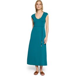 Maxikleid Zero "Damen mit G&uuml;rtel", Damen, Gr. 34, Normalgr&ouml;&szlig;en, deep lagoon, Obermaterial: 97% Baumwolle (organic), 3% Elasthan, A-Linie lang, V-Ausschnitt, Kleider Maxikleid, Material