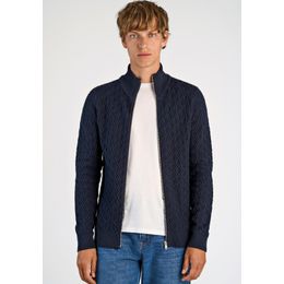 Cardigan LINDBERGH "Cardigan Relaxed Fit", Herren, Gr. L, blau (navy), Obermaterial: 60% Baumwolle, 40% Polyester, unifarben, Strickjacken