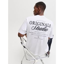 Jack & Jones Rundhalsshirt JACK & JONES "JORNORREBRO TYPO TEE SS CREW NECK NOOS", Herren, Gr. M, hellwei&szlig; print:ss 26, Jersey, Obermaterial: 100% Baumwolle, bedruckt, relaxed fit normal, Rundhals, Shirts Rundhalsshirt, Baumwolle, relaxed fit