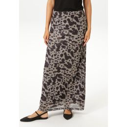 Maxirock Aniston CASUAL, Damen, Gr. 46, taupe, braun, hellbraun, Netz, Obermaterial: 95% Polyester, 5% Elasthan. Futter: 100% Polyester, bedruckt, gemustert, figurbetont kn&ouml;chelfrei, R&ouml;cke Maxirock, im extravaganten Flecken-Dessin