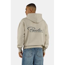 Kapuzensweatshirt Pegador "Pike Oversized Hoodie", Herren, Gr. L, washed khaki beige twilight blau, Sweatware, Obermaterial: 80% Baumwolle, 20% Polyester, bedruckt, oversize normal, Rundhals, Rippb&uuml;ndchen, Sweatshirts, Baumwollmischung, oversize