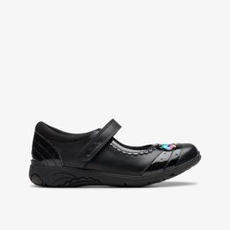 Clarks Relda Spark Kinder Schwarz Leder Schuhe