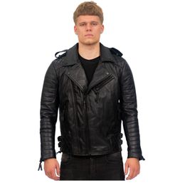 Slim-Fit Herren-Bikerjacke aus Brando-Leder mit doppeltem Rei&szlig;verschluss &ndash; Kairo