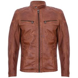Herren-Lederjacke im Vintage-Stil, gesteppt, Retro-Racing-Biker mit Rei&szlig;verschluss &ndash; San Marino