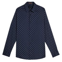 Ted Baker Area Herren Navy Geometrische Druckhemd