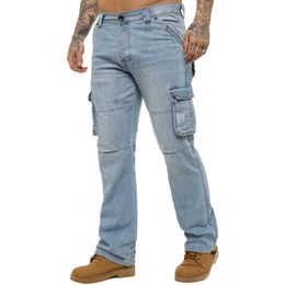 Enzo | Herren Cargo Combat Jeans - Hellblau