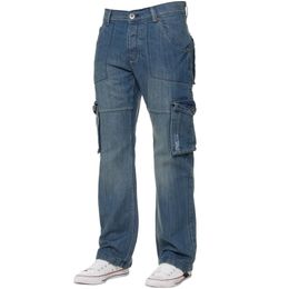 Kruze | Mens Cargo Combat Jeans - Blau