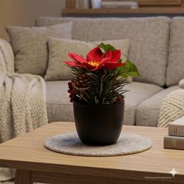 Kunstblumen-Arrangement "Weihnachtsstern"