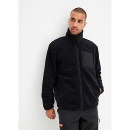 bonprix Teddy-Fleece Jacke, schwarz, Gr.48/50 (M), trendige warme Teddyfleece-Jacke mit zwei seitlichen Rei&szlig;verschlusstaschen