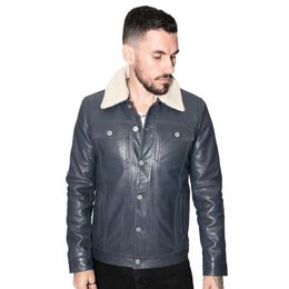 Herren-Truckerjacke aus Leder mit abnehmbarem Kragen-Zagreb